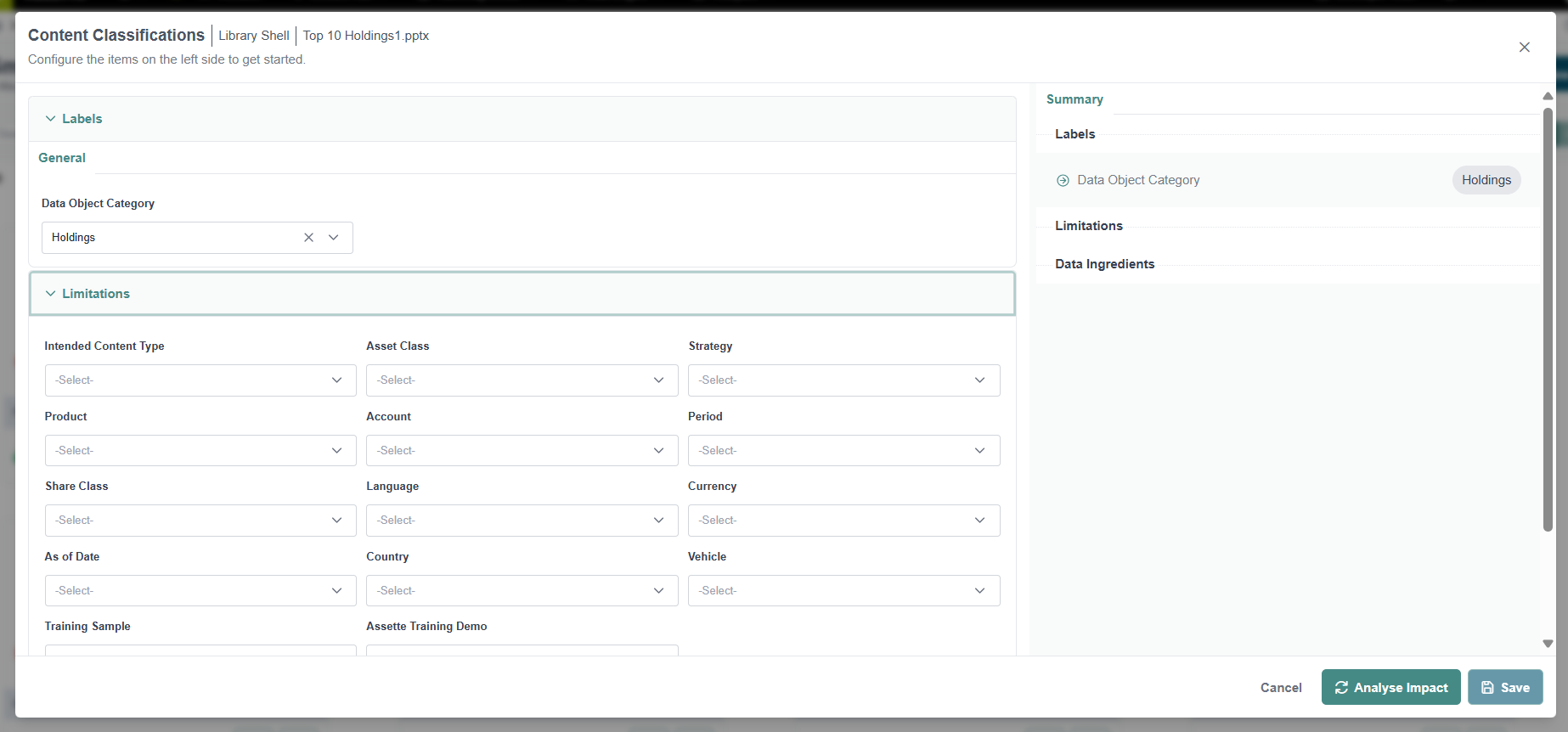 Smart Shell Content Classifications | Assette Support