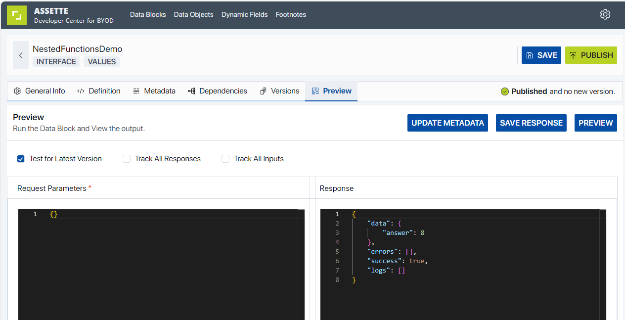 Using Nested Functions In Data Blocks Assette Support