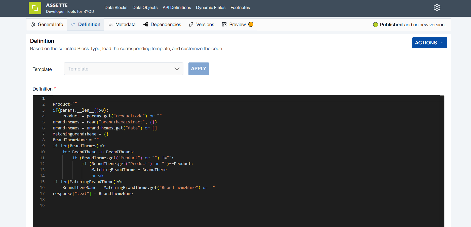 Dynamic Brand Themes Assette Support