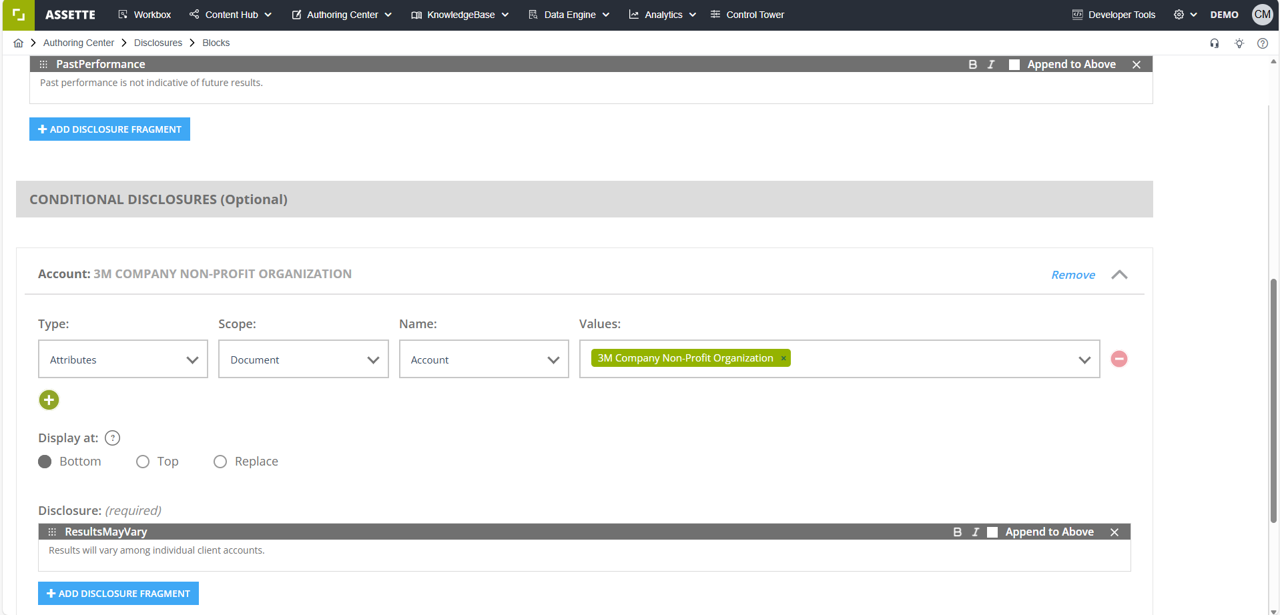 Create A Conditional Disclosure | Assette Support